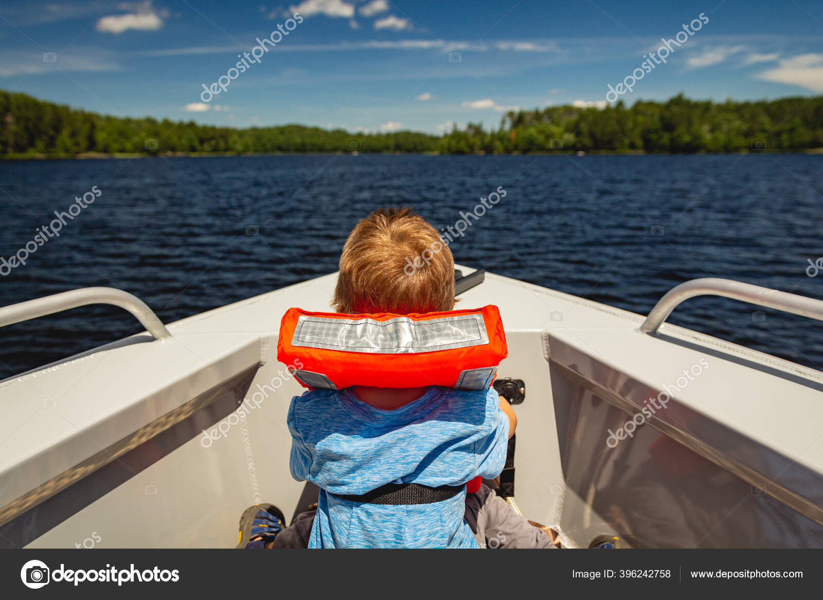 Boy Riding Bow Boat Lake Kabetogama Voyageurs National Park Minnesota ...