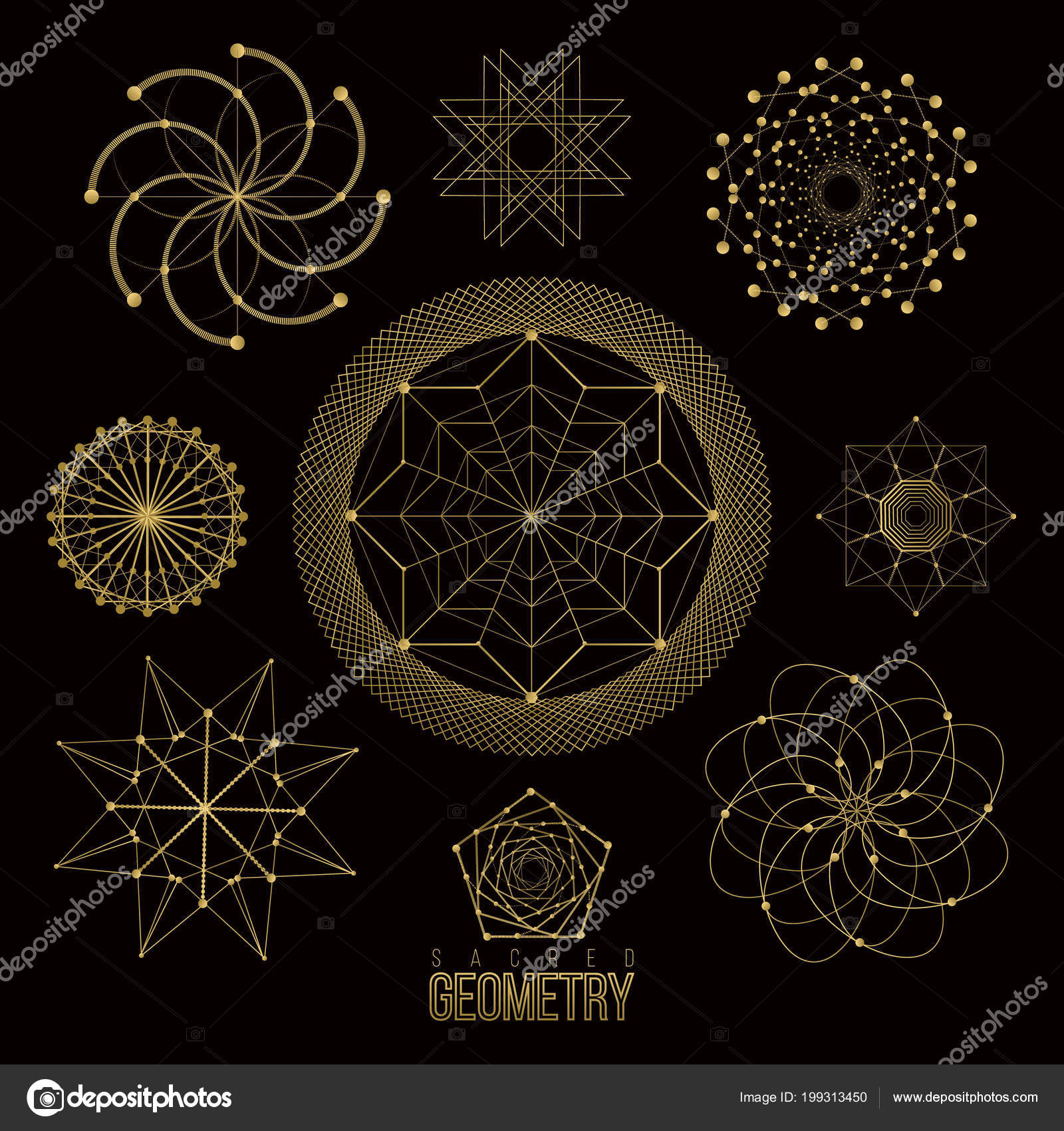 Sacred Geometry Forms Shapes Lines Logo Sign Symbol Stock Vector Image ...