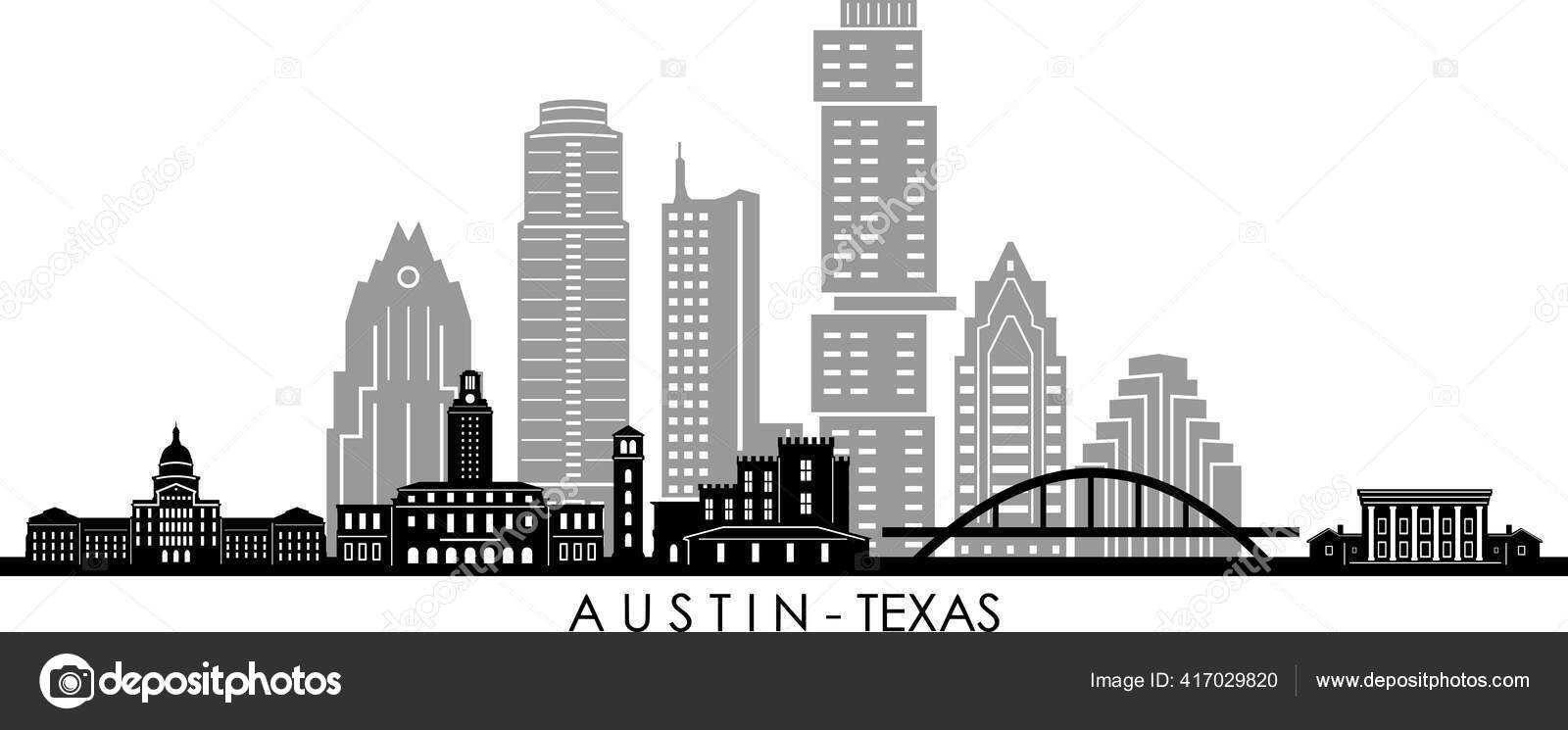 Austin Texas Skyline City Outline Silhouette Stock Vector by ©SimpLine ...