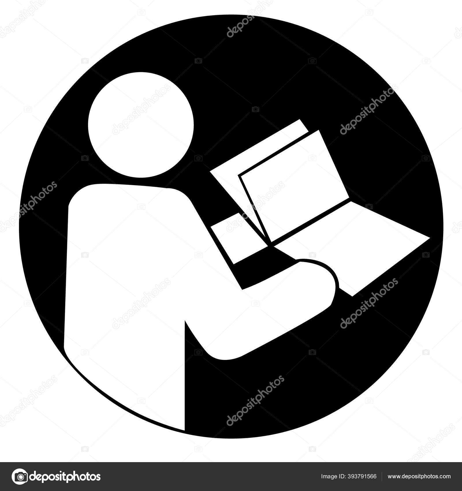 Person Reading Book Icon Library Education Info Concept Vector ...