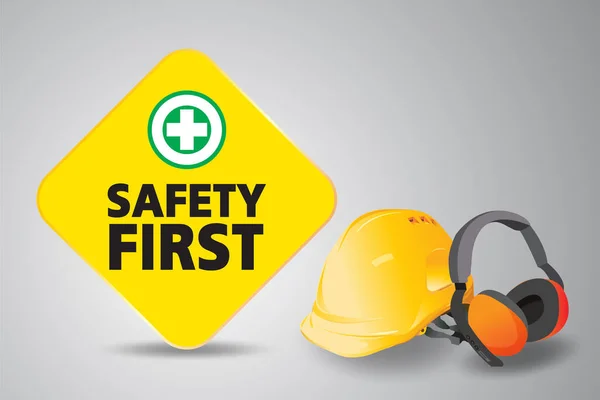 Safety First Construction Concept Vector Design Stock Vector by ...