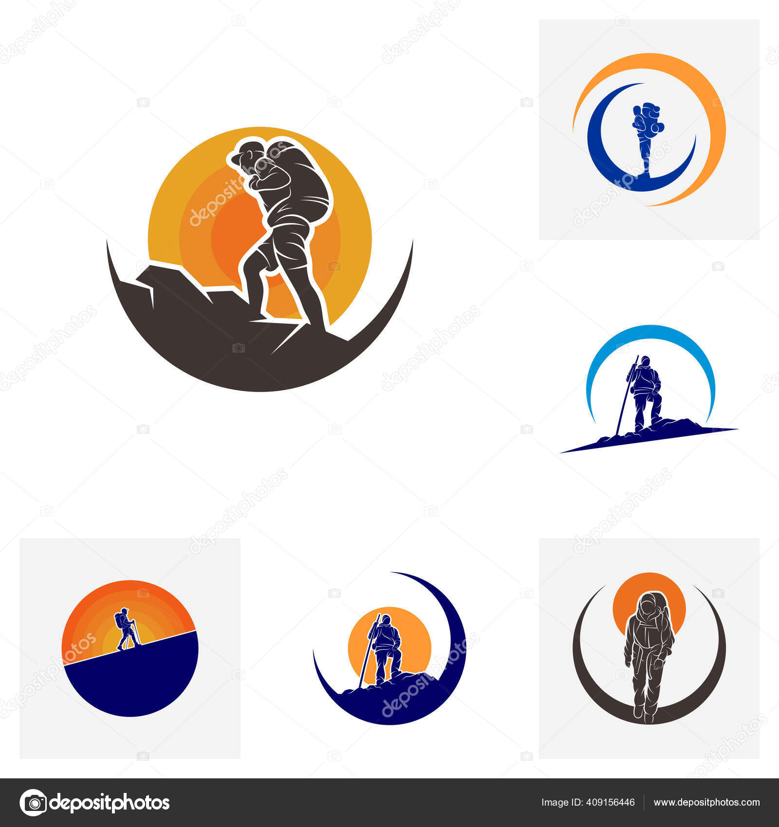 Set Climber Logo Design Vector Template Outdoor Activity Logo Symbol ...