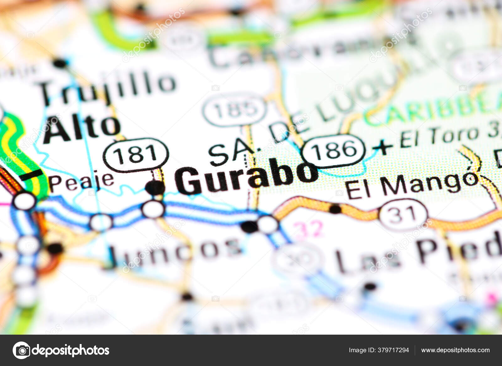 Gurabo Porto Rico Sur Une Carte image libre de droit par ...