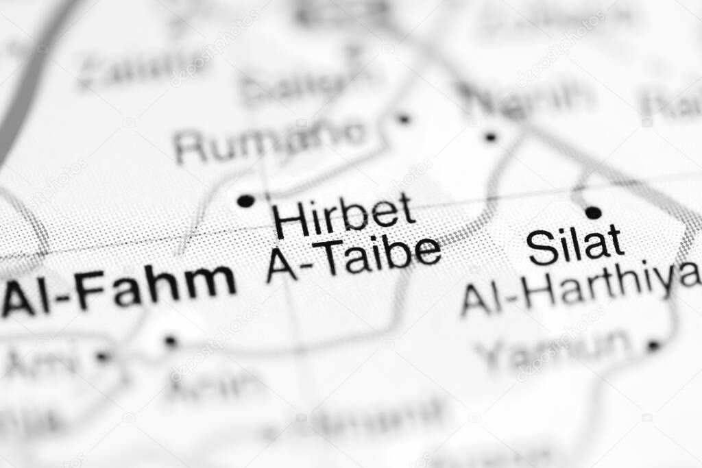 Hirbet A-Taibe en un mapa geográfico de Israel 2022