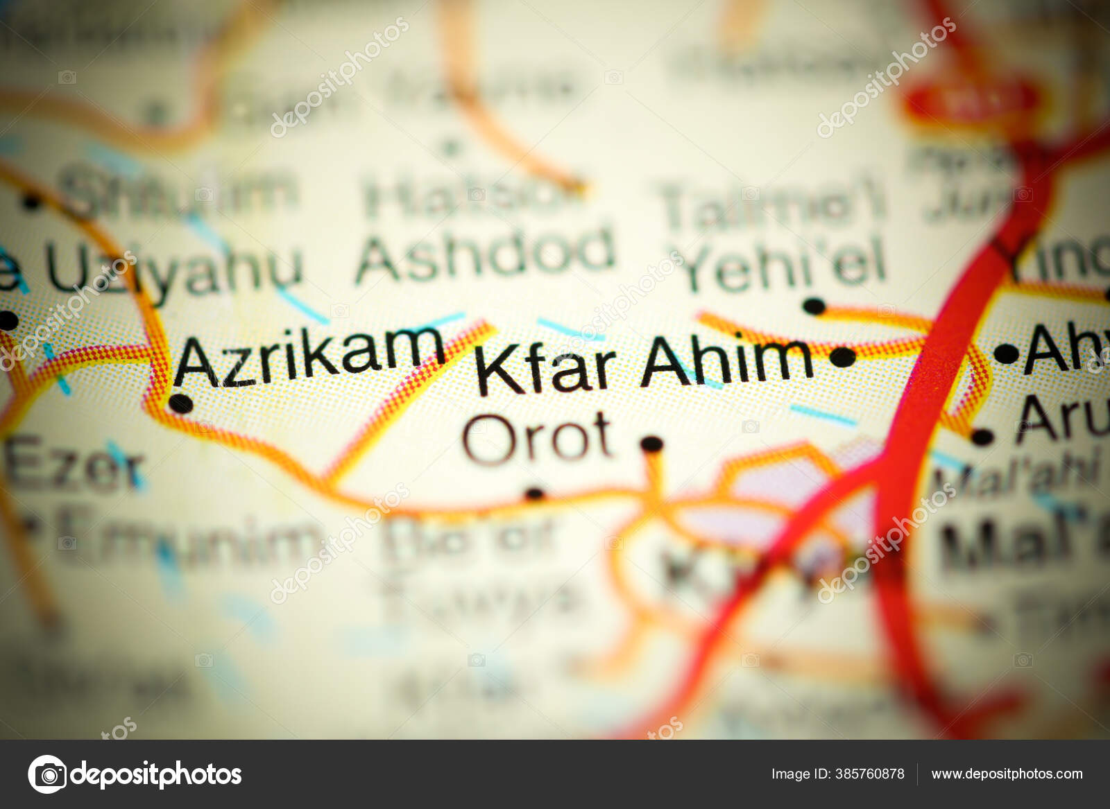 Kfar Ahim Mapa Geográfico Israel — Foto de stock #385760878 ...