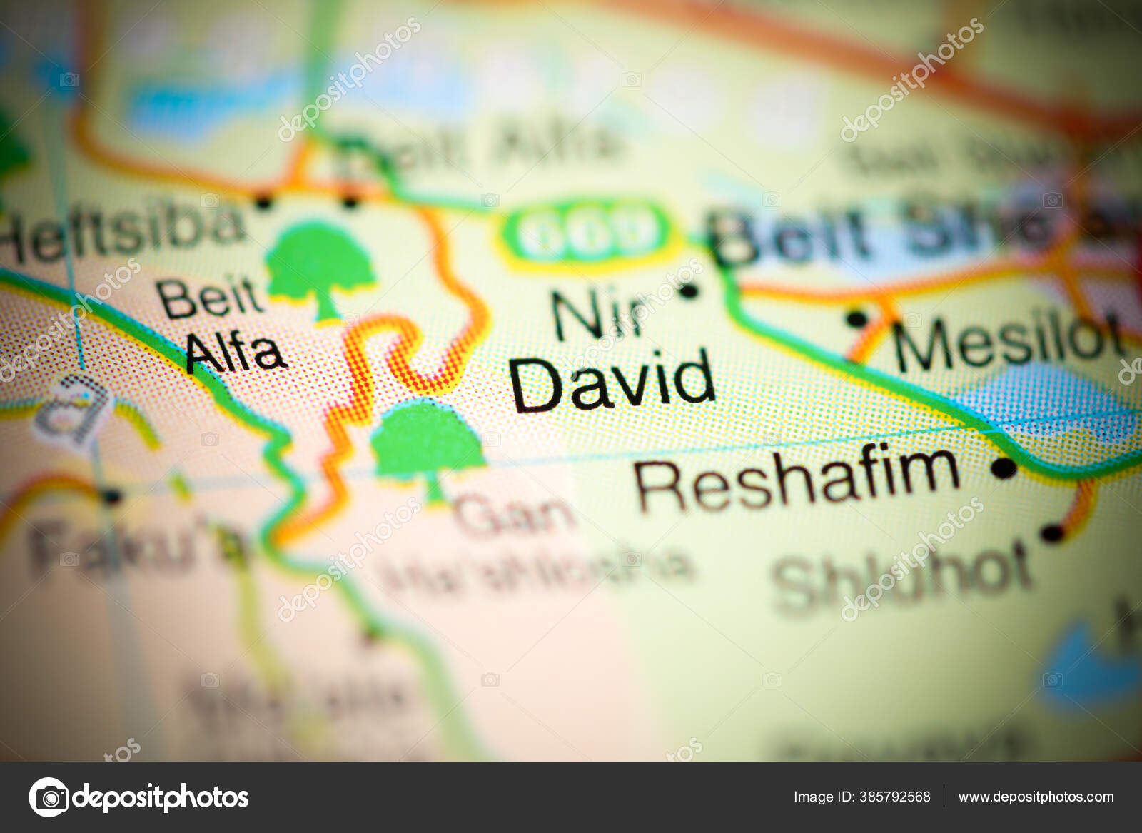 Nir David Mapa Geográfico Israel: fotografía de stock ...