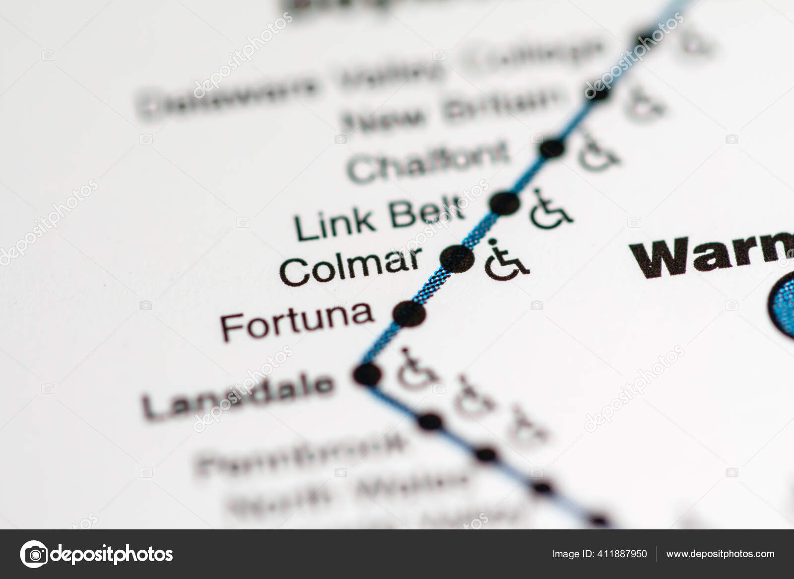 Colmar Station Philadelphia Metro Map Stock Photo by ...