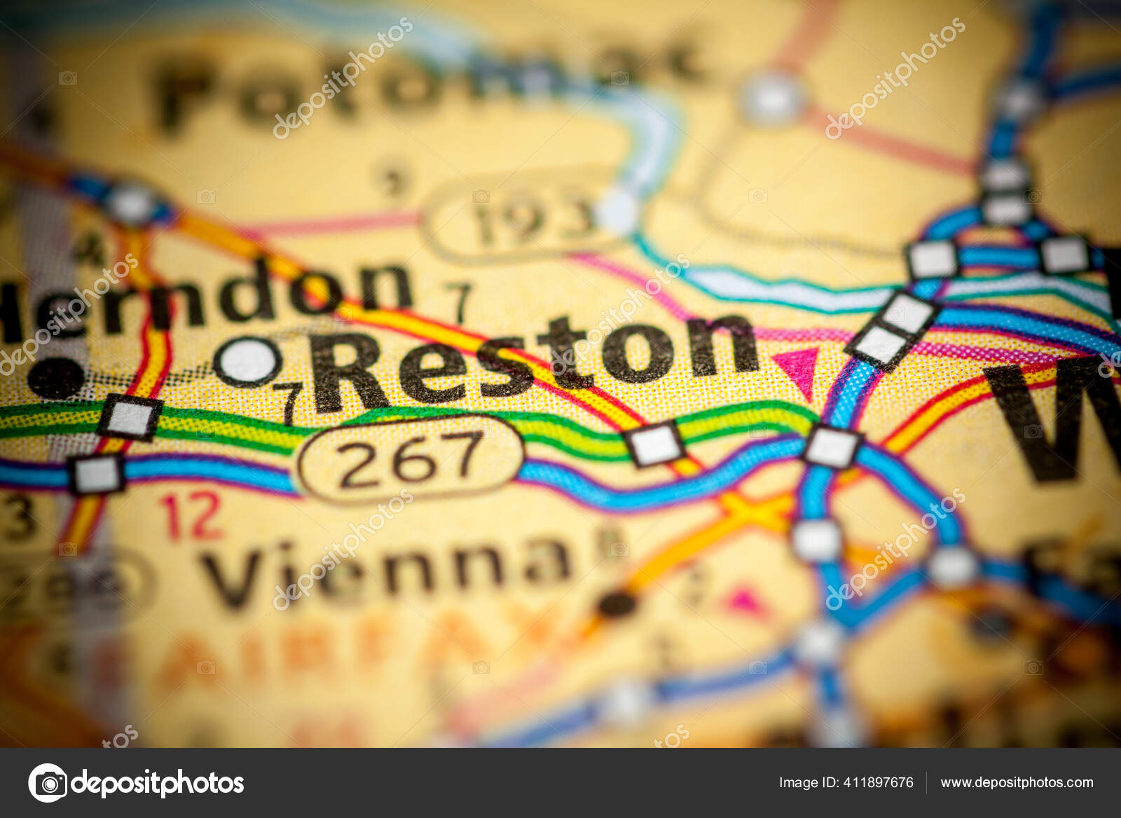 Reston Virginia Usa Road Map Concept — Stock Photo ...