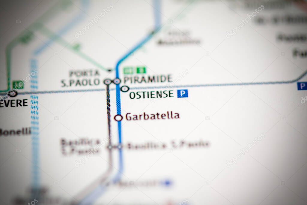 Estación Ostiense. Mapa del metro de Roma. 2022