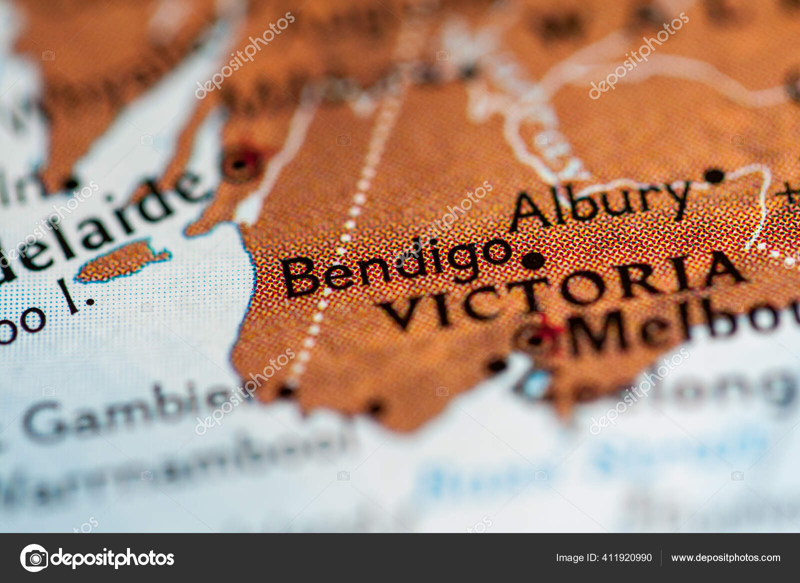 Bendigo Australia Geographical Map Stock Photo by ...