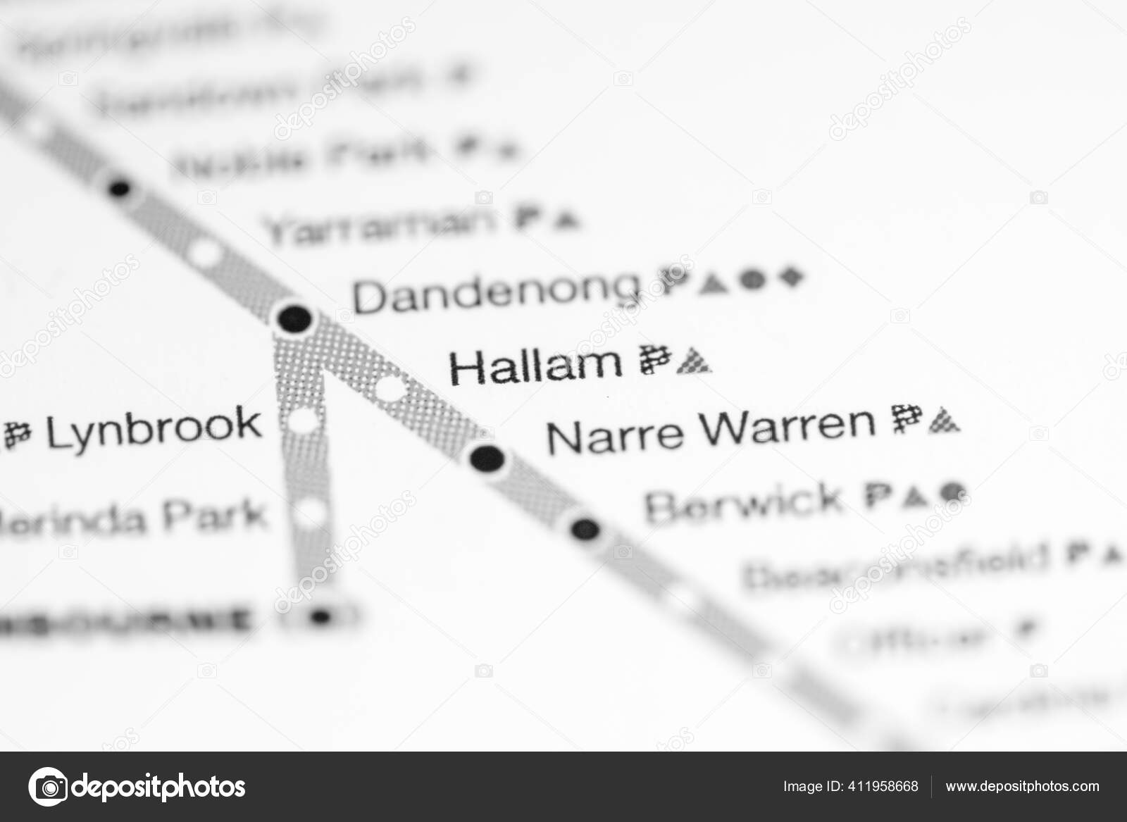 Hallam Station Melbourne Metro Map — Stock Photo ...