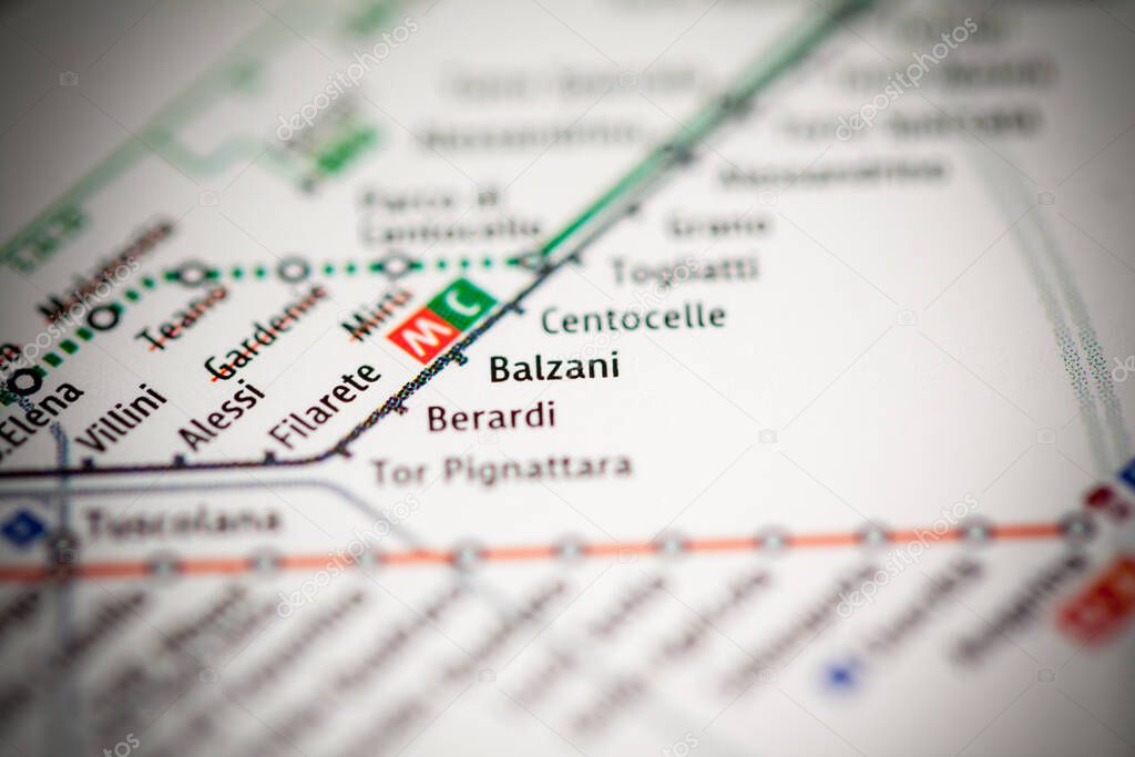 Estación Balzani. Mapa del metro de Roma. 2022