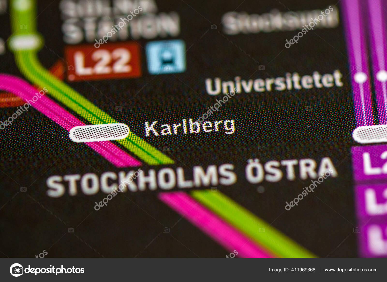 Estación Karlberg Mapa Del Metro Estocolmo: fotografía de stock ...