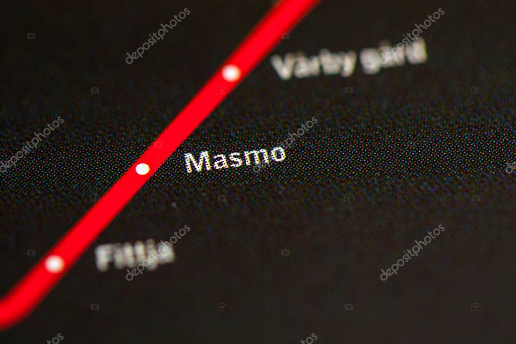 Estación Masmo. Mapa del metro de Estocolmo. 2022