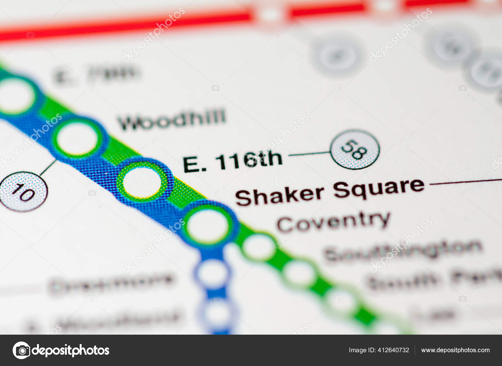 Estación 116 Estación 116 Mapa Del Metro Cleveland — Foto de stock ...