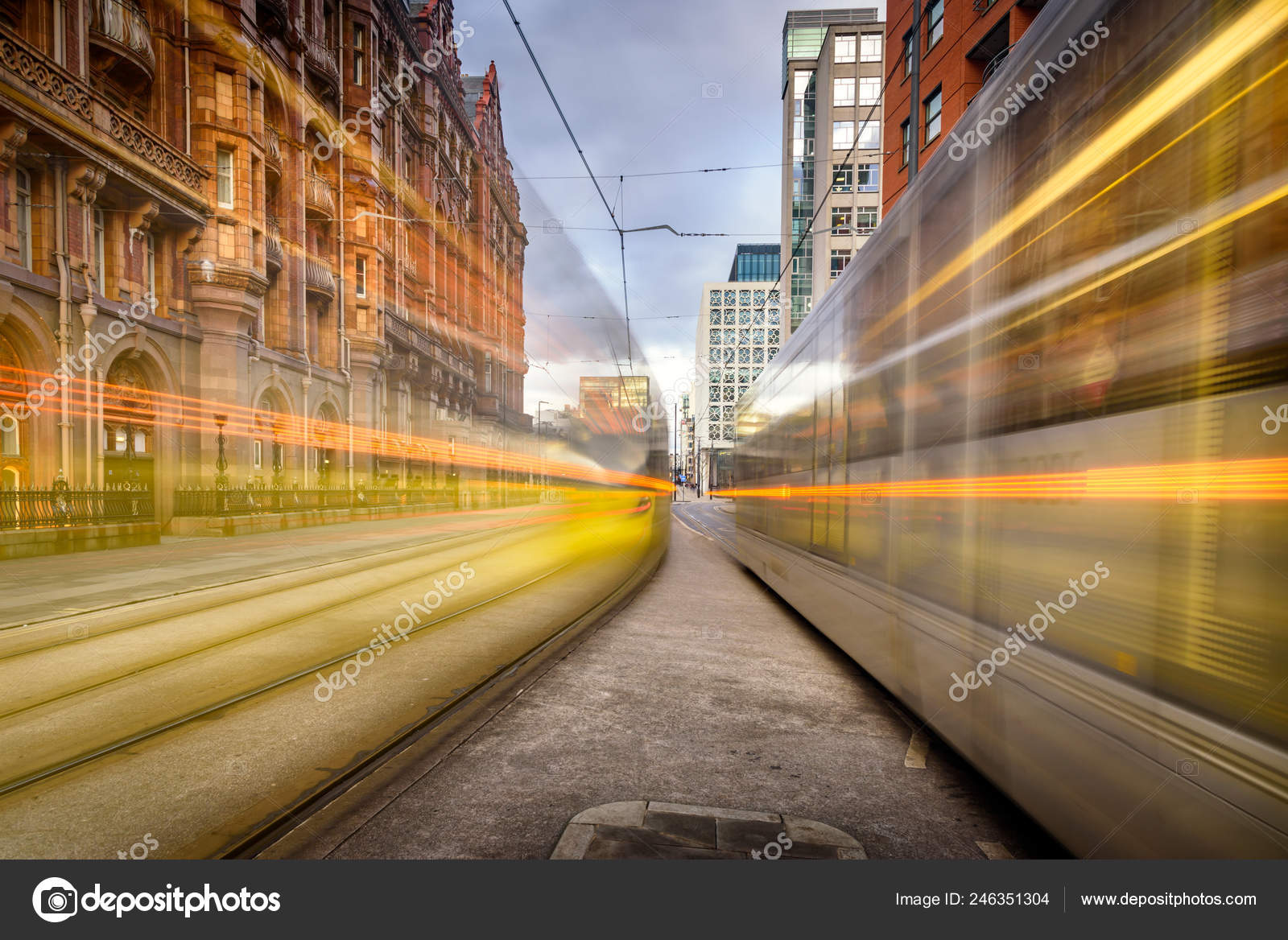 Yellow Fast Moving Metro Link Tram Manchester City – Stock Editorial ...