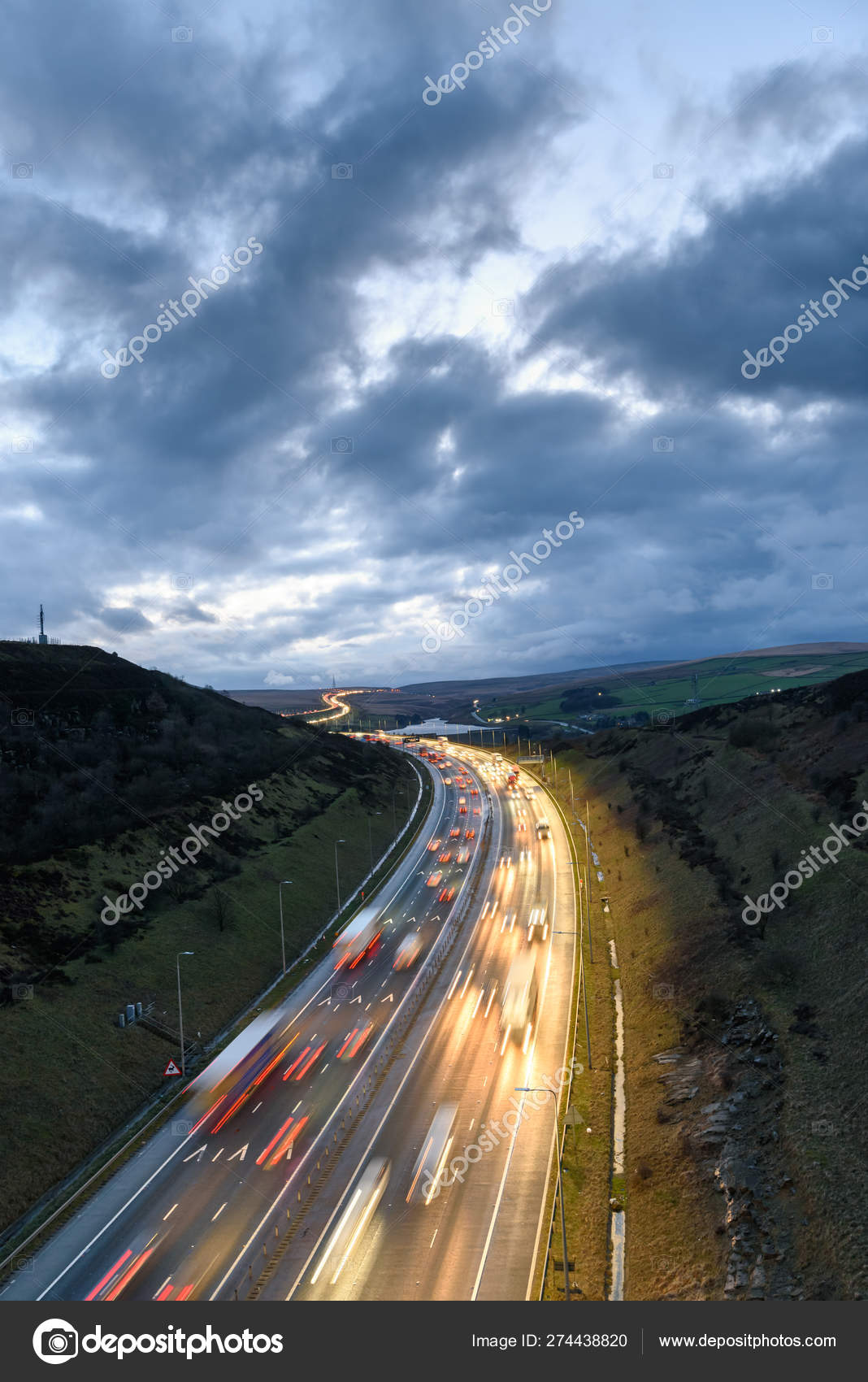 Night Time Traffic M62 Motorway West Yorkshire England — Stock Photo ...