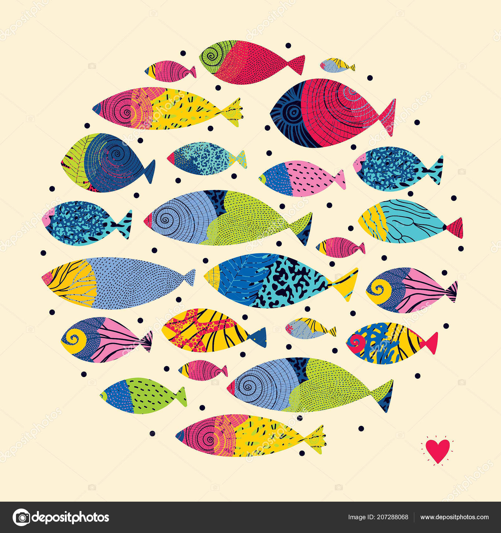 Colorful Hand Drawn Fish Pastel Yellow Background Stock Vector Image by ...