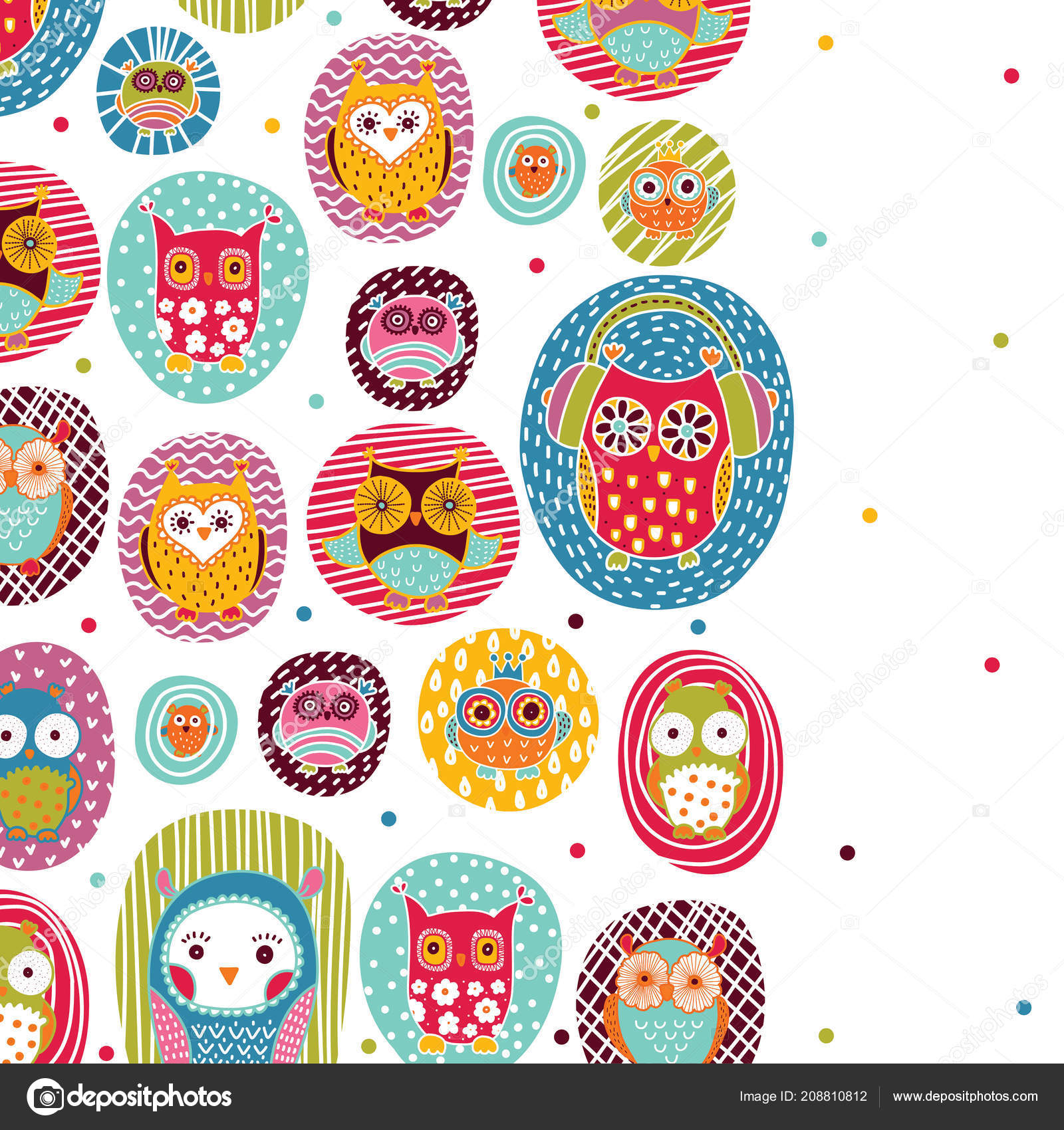 Cute Owls Cute Polka Dots Postcard Stock Vector Image by ©vyazovskaya ...