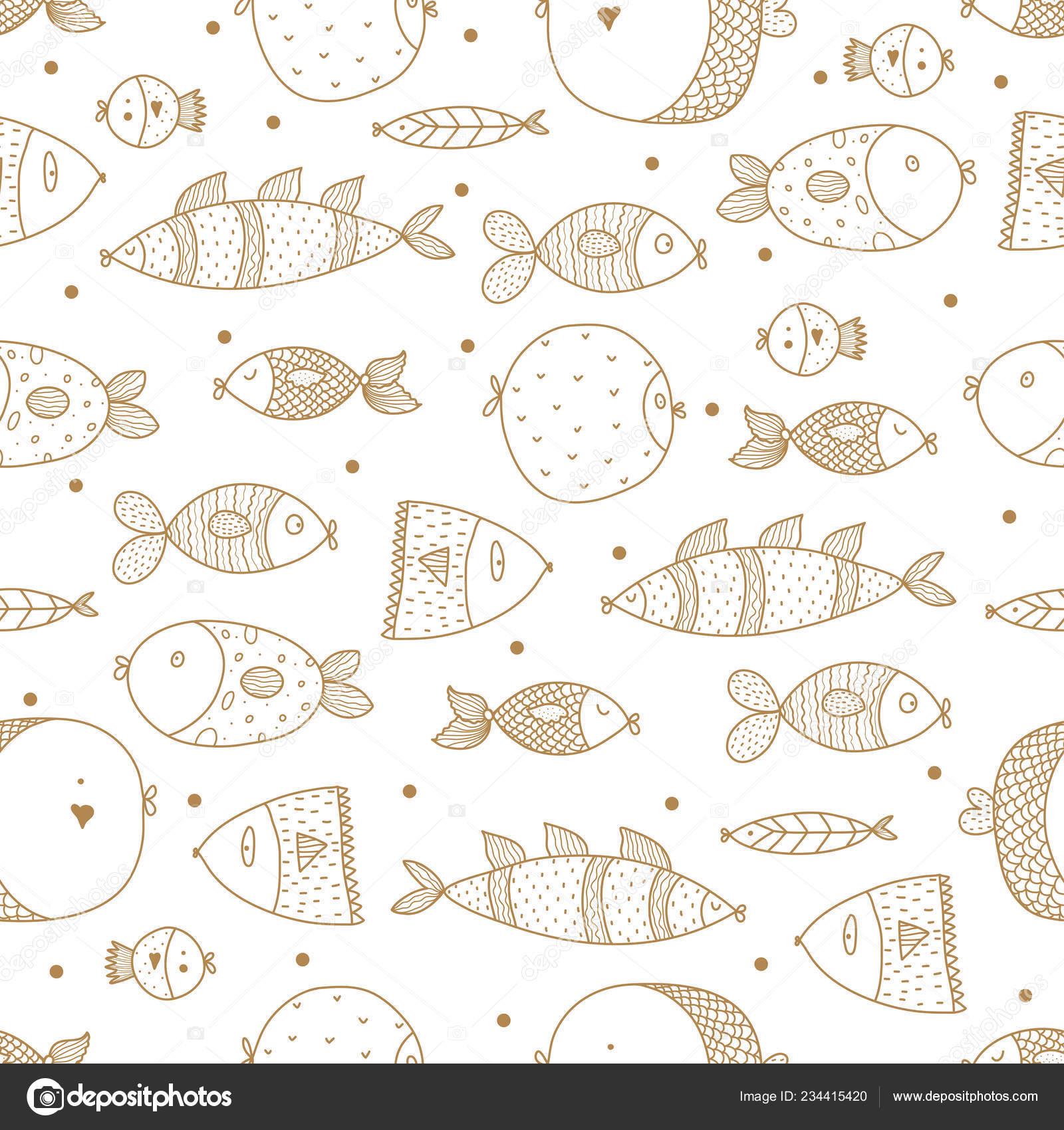 Line Seamless Pattern Cute Fish Stock Vector Image by ©vyazovskaya ...