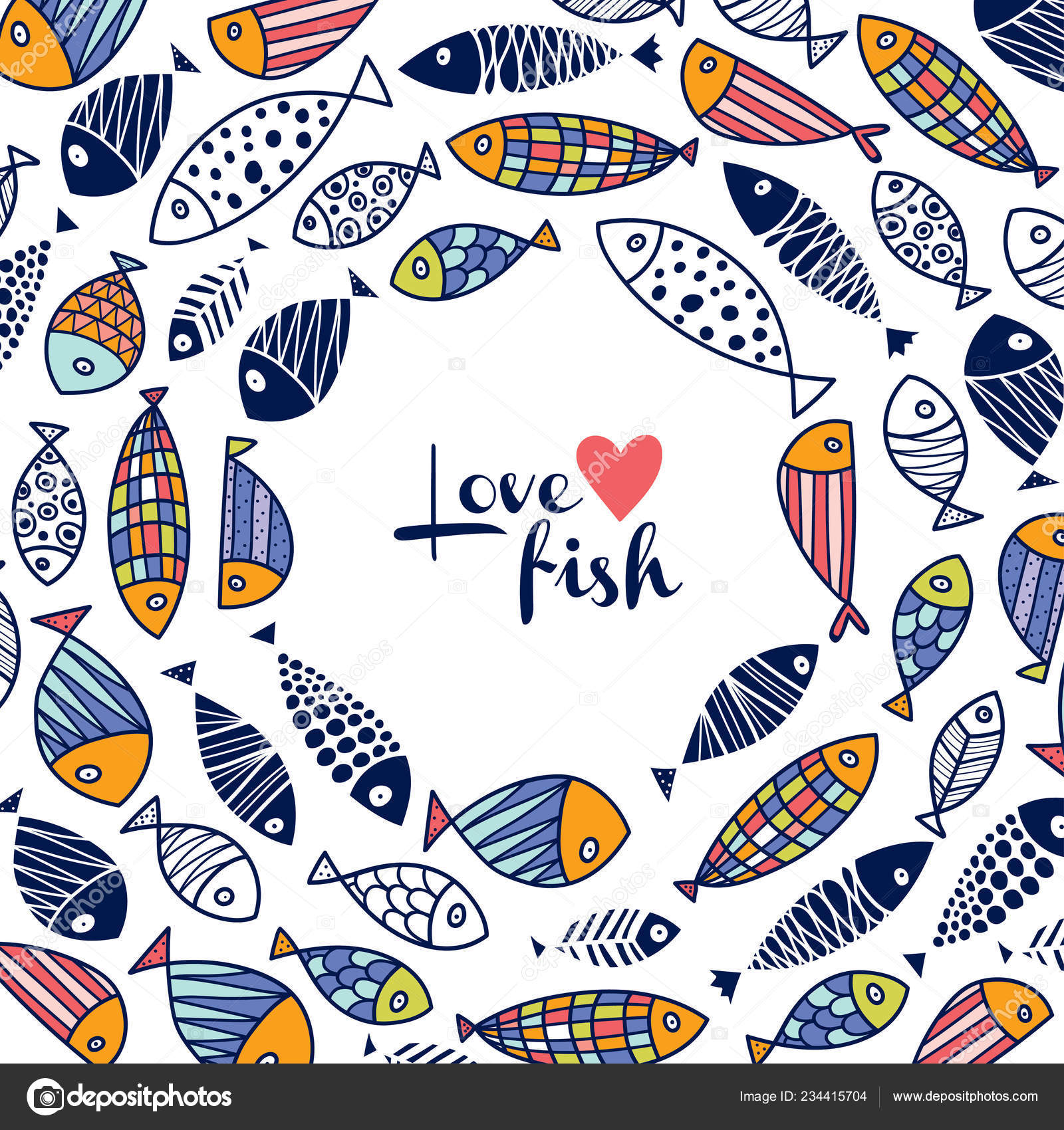 Line Seamless Pattern Cute Fish Stock Vector by ©vyazovskaya #234415704