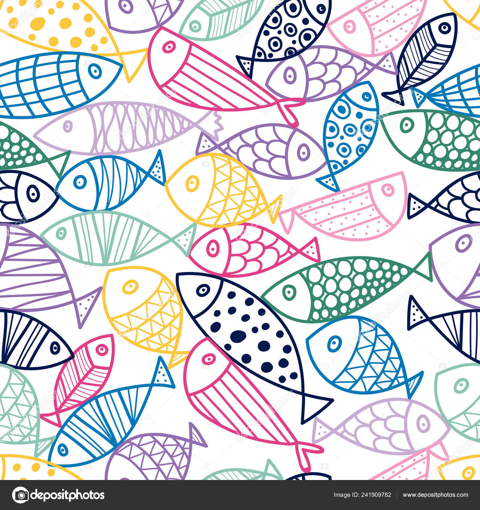 Blue Fish Vector Seamless Pattern Stock Vector by ©vyazovskaya 241909782