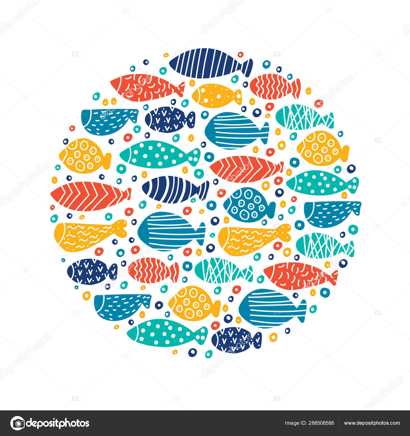 Cute Fish Card Motif Fish Stock Vector Image by ©vyazovskaya #288508586