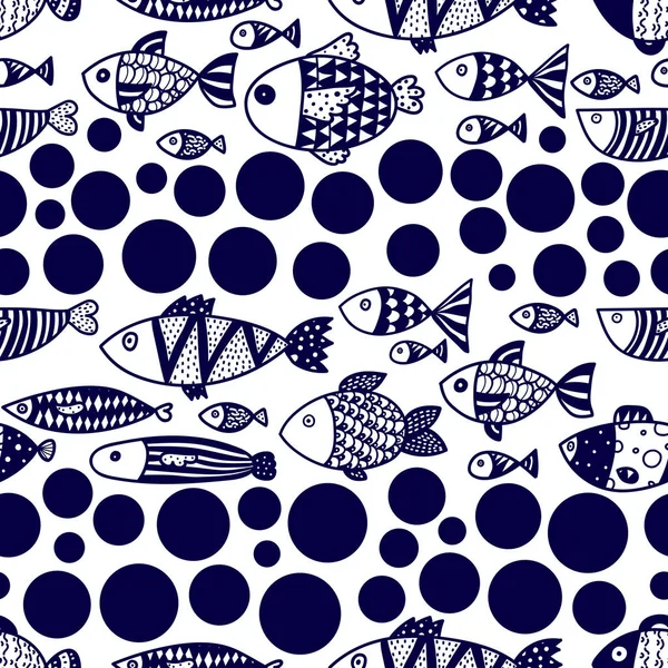 Cute Fish Sardines Polka Dots Kids Background Seamless Pattern Can Stock Vector by ©vyazovskaya ...