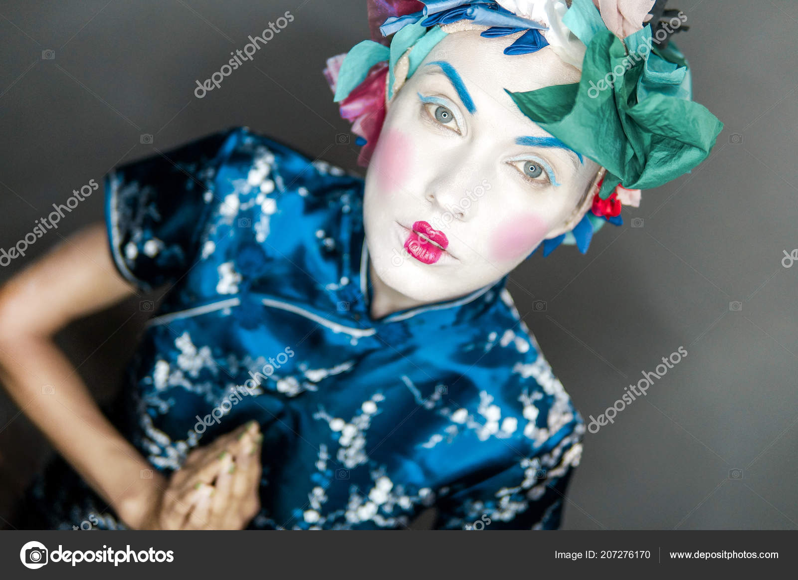 Portrait Stylised Asian Woman Makeup Geiko Creative Makeup Stock Photo ...