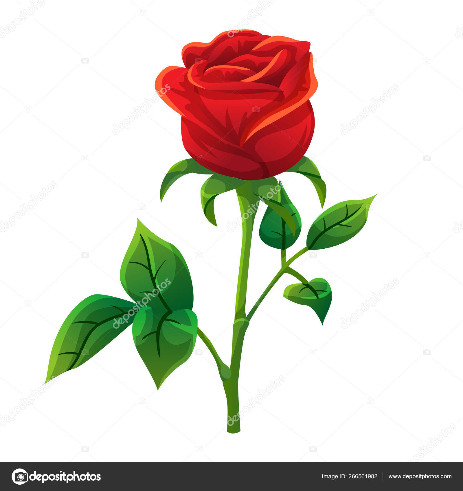 Rosa roja estilo de dibujos animados Vector de stock por ©TAW4A 266561982