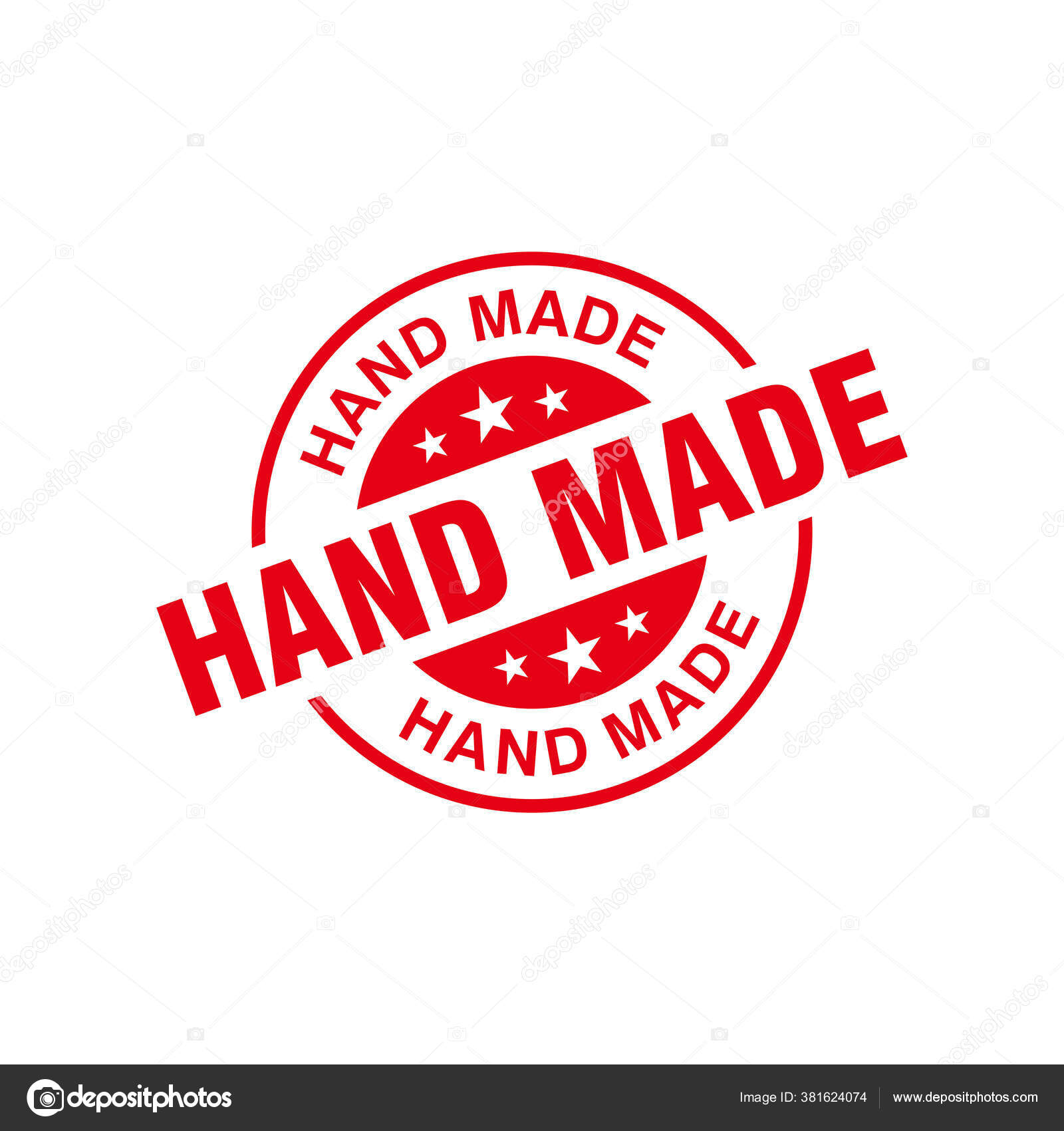 Circle Red Hand Made Rubber Stamps Sign Vector Circle Red Stock Vector ...