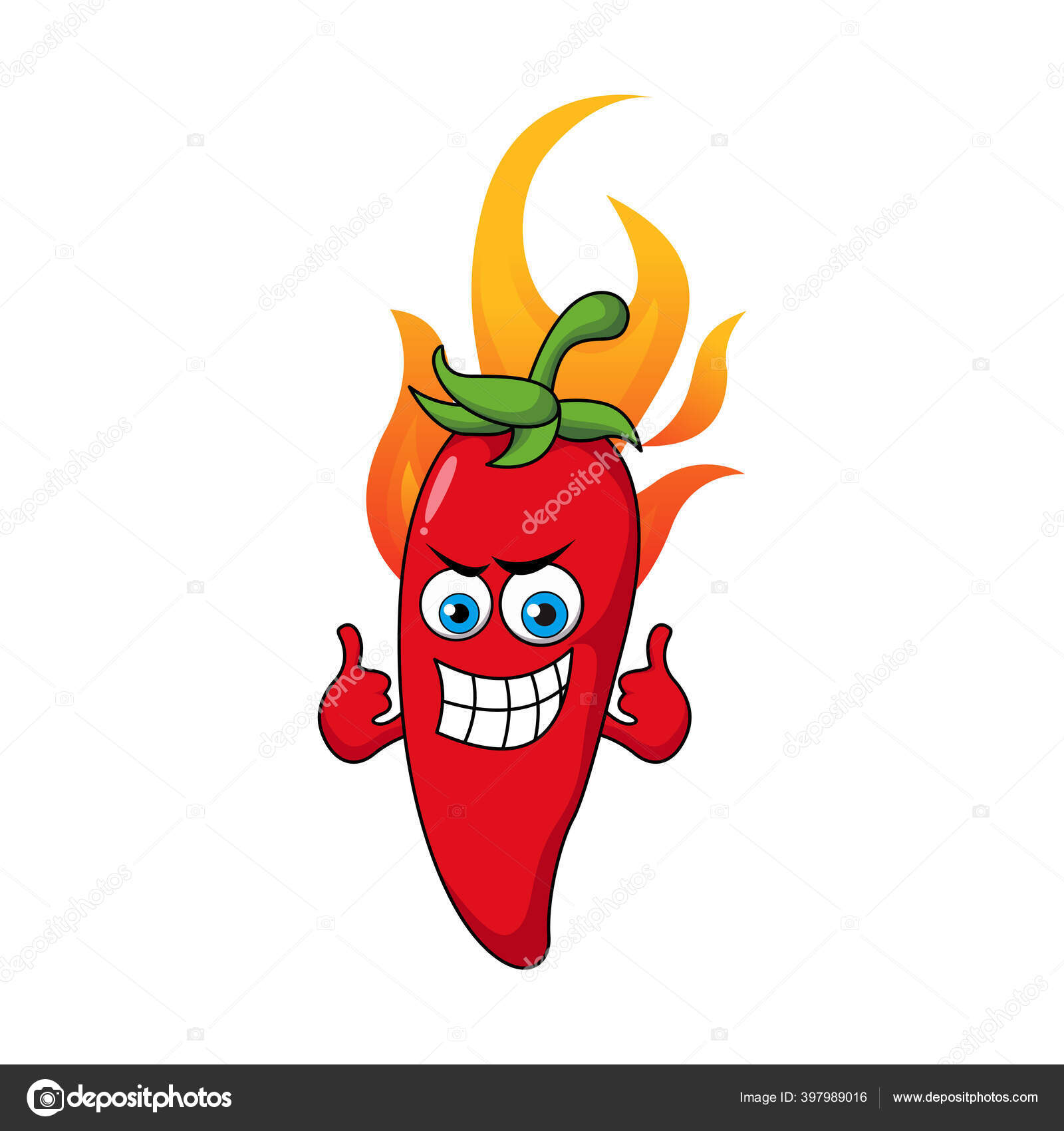 Cute Red Hot Smiling Chili Cartoon Characters Illustration Design Chili ...