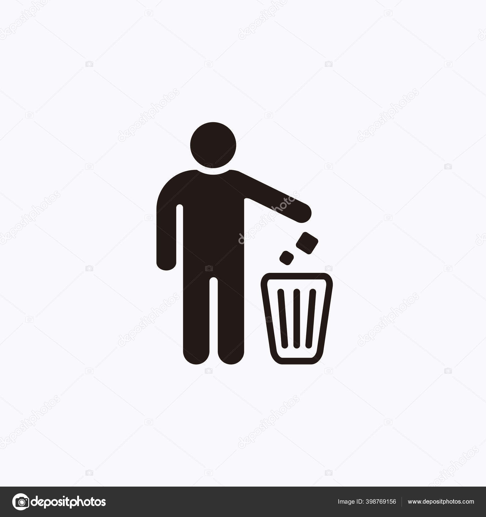 Signo Basura Tirar Basura Papelera Icono Ilustración Plantilla Vector ...