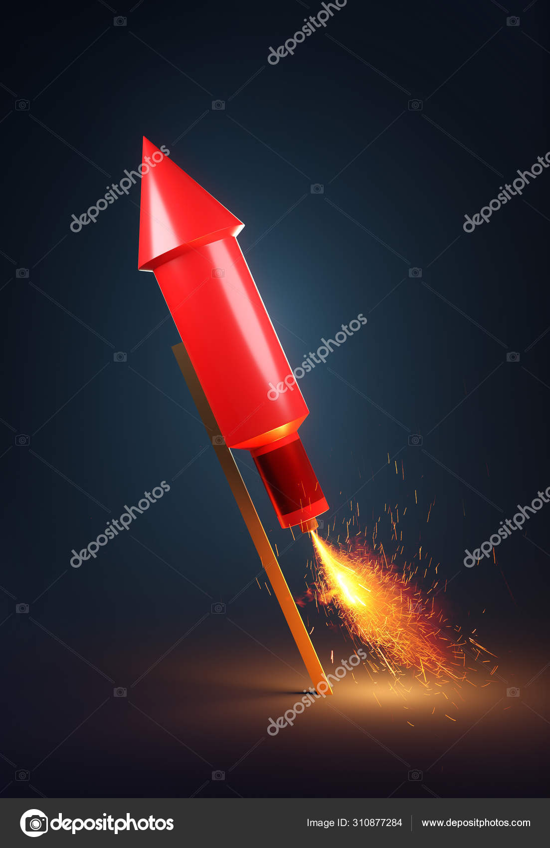 Single Red Firework Rocket — Stock Photo © solarseven #310877284