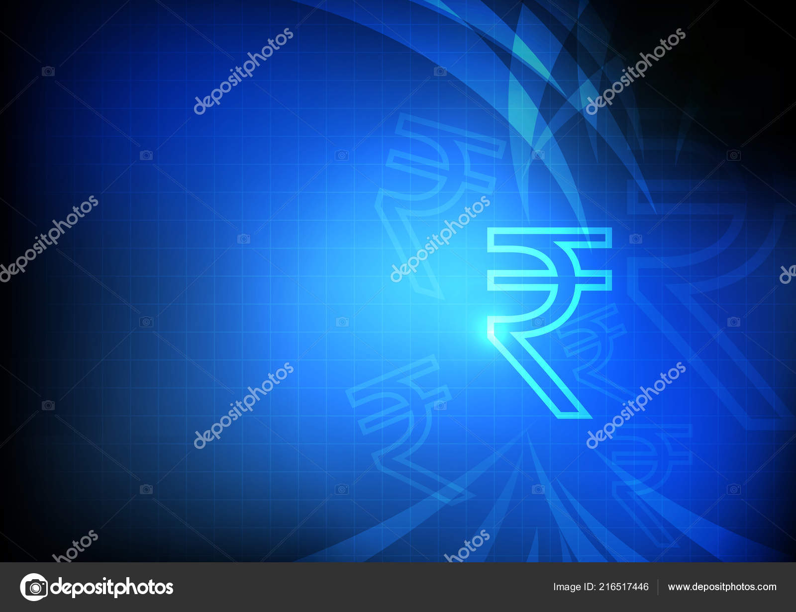 Vector Indian Rupee Symbol Grid Blue Background Stock Vector Image by ...