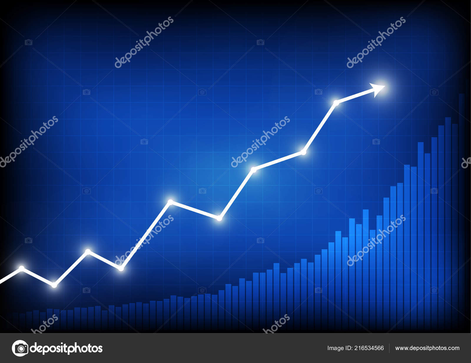Vector Increasing Arrows Business Graph Blue Background Stock Vector ...