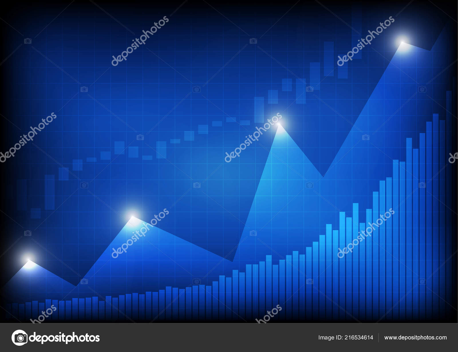 Vector Increasing Business Graph Blue Background Stock Vector Image by ...