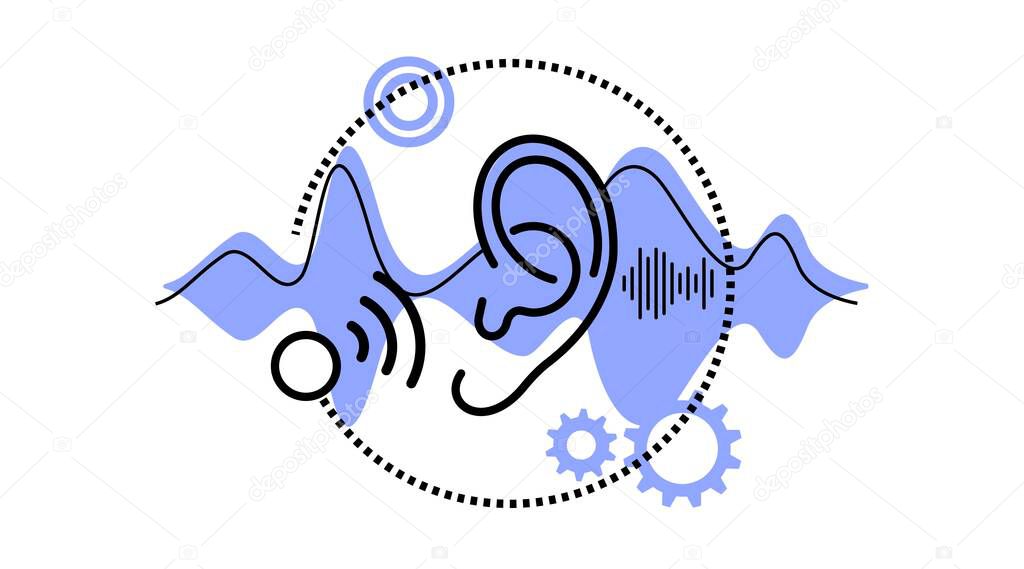 línea de icono de oído. Escuchar, escuchar el símbolo aislado en el ...