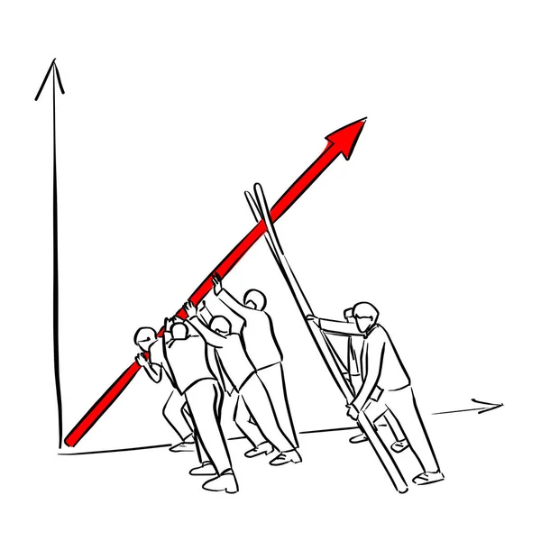 Businessman Raising Red Arrow Two Hands Vector Illustration Sketch ...