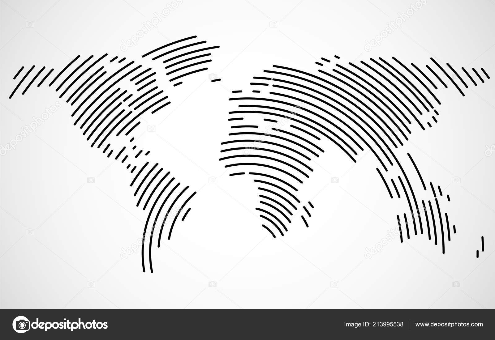 Mapa Del Mundo Dibujado Con Líneas