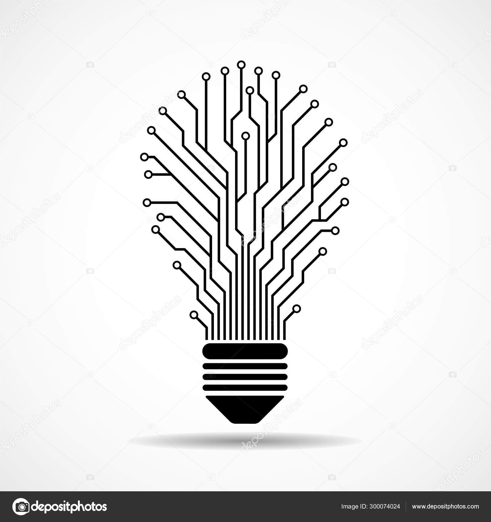 Abstract lamp with circuit board. Technology light bulb Stock Vector ...