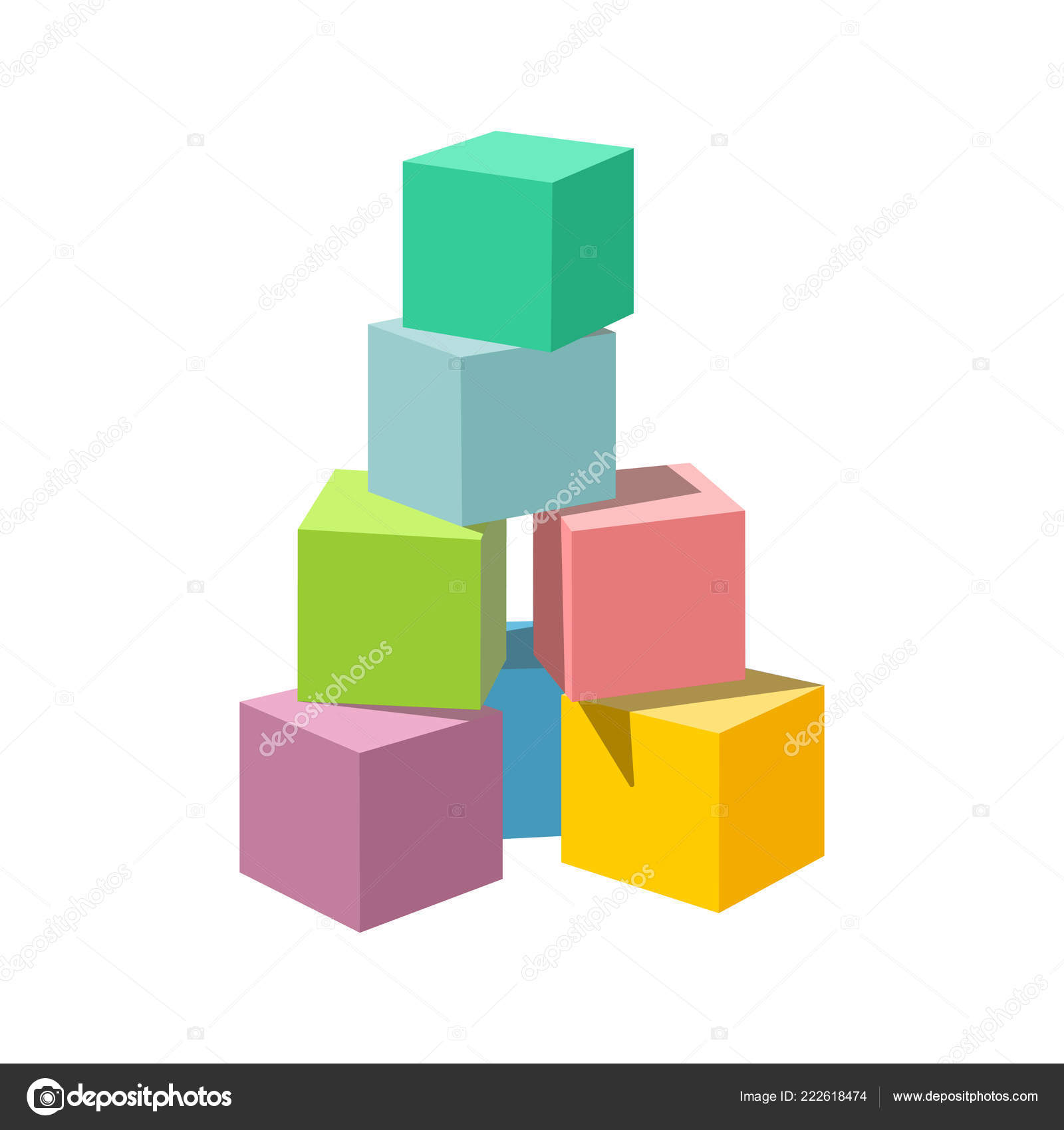 Pastel colored vector blank block building tower Stock Vector by ...