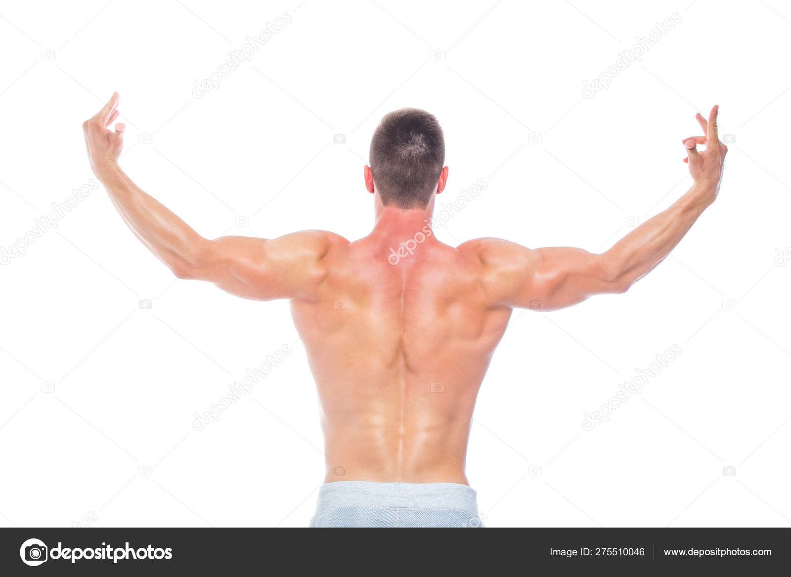 Powerful back. Strong Athletic Man - Fitness Model showing his perfect ...