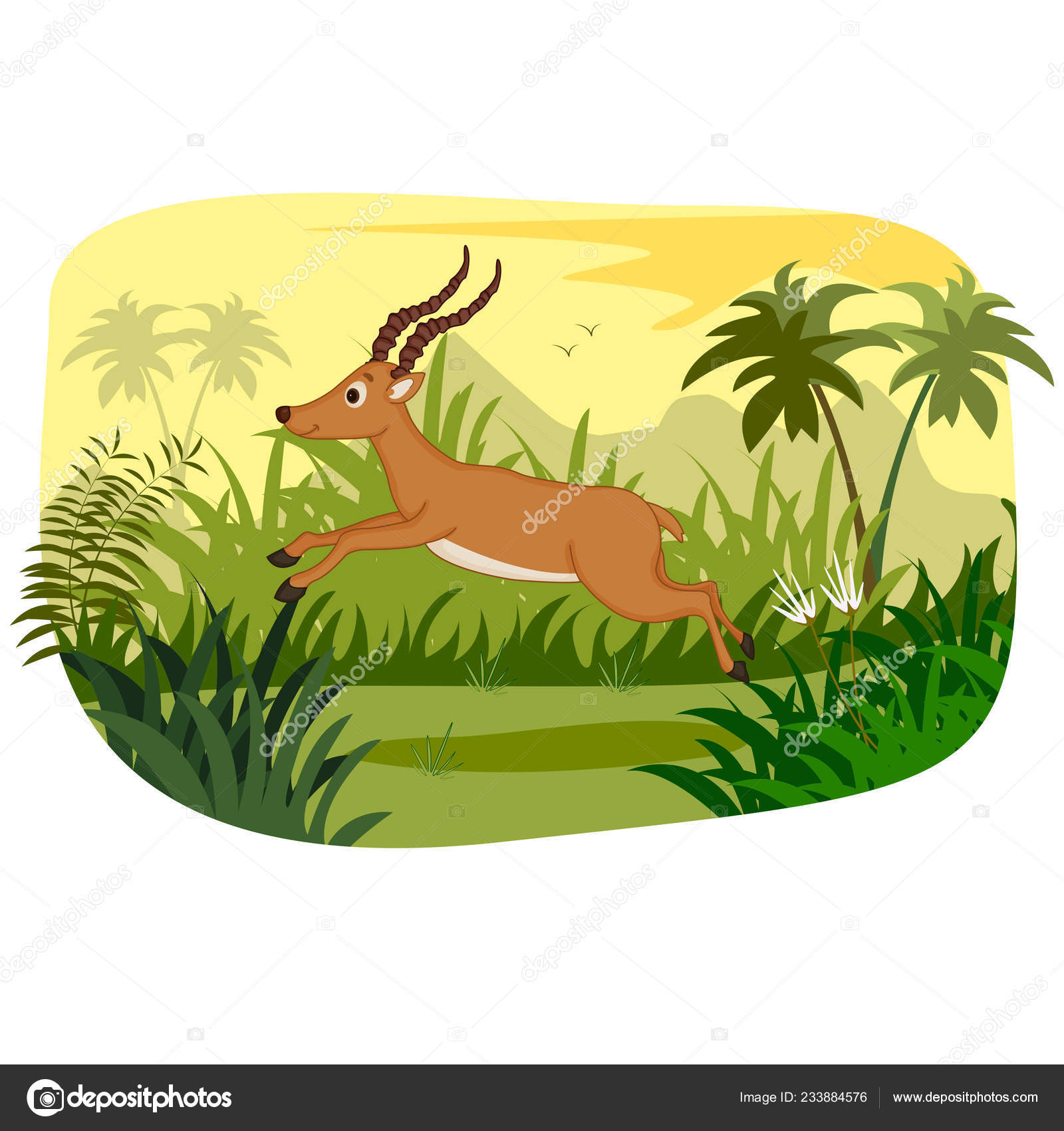 Wild animal Impala in jungle forest background Stock Vector Image by ...