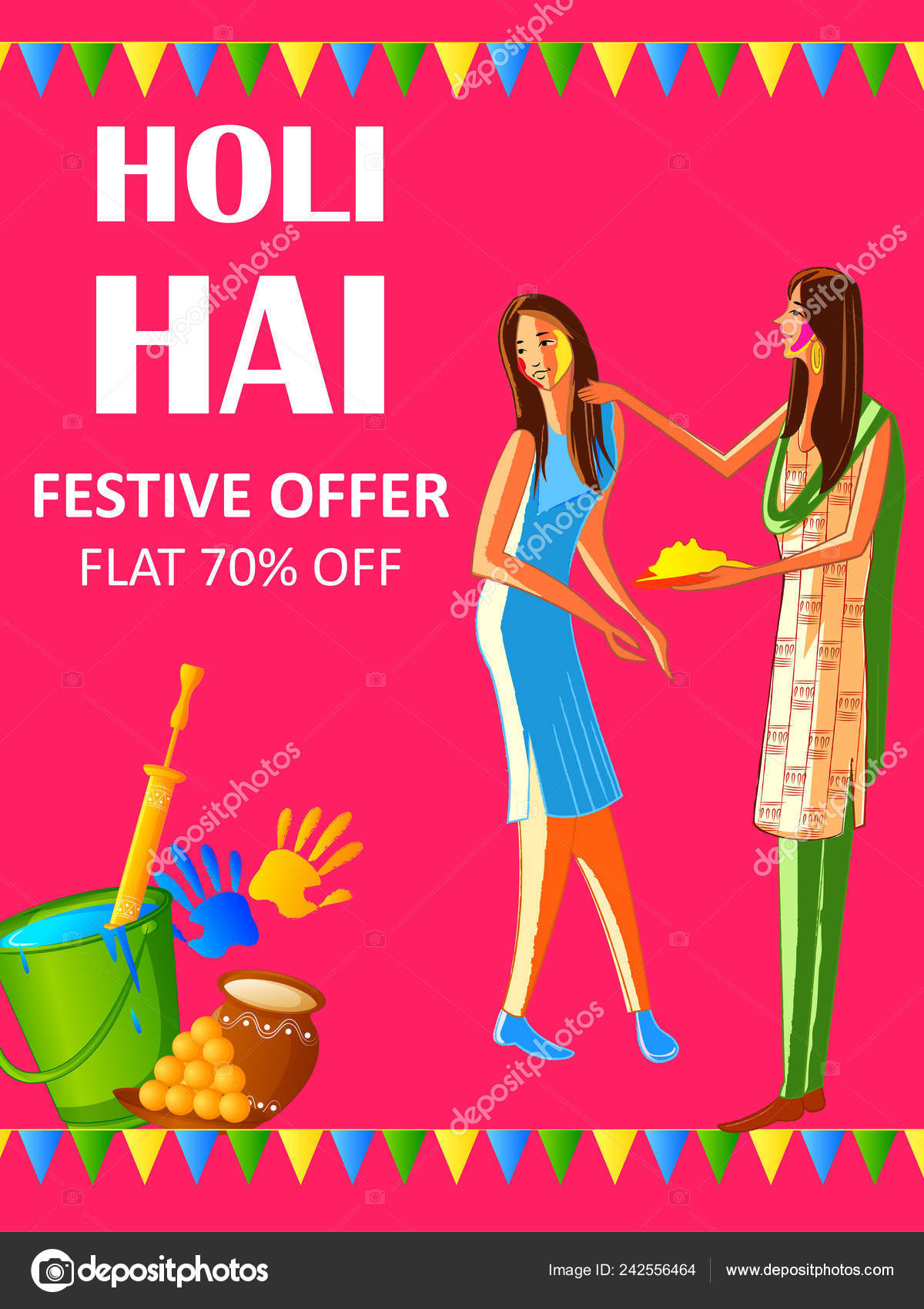 Colorful Traditional Holi Shopping Discount Offer Advertisement ...
