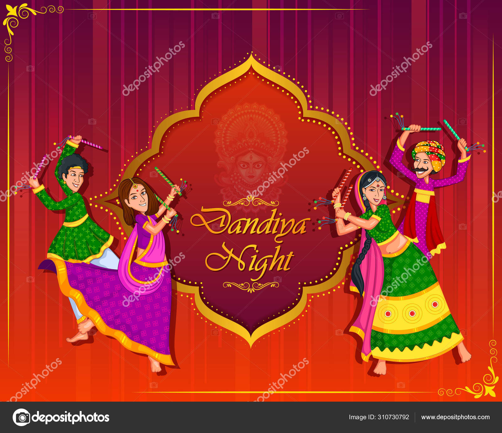 Couple performing Garba dance in Dandiya Raas for Dussehra or Navratri ...