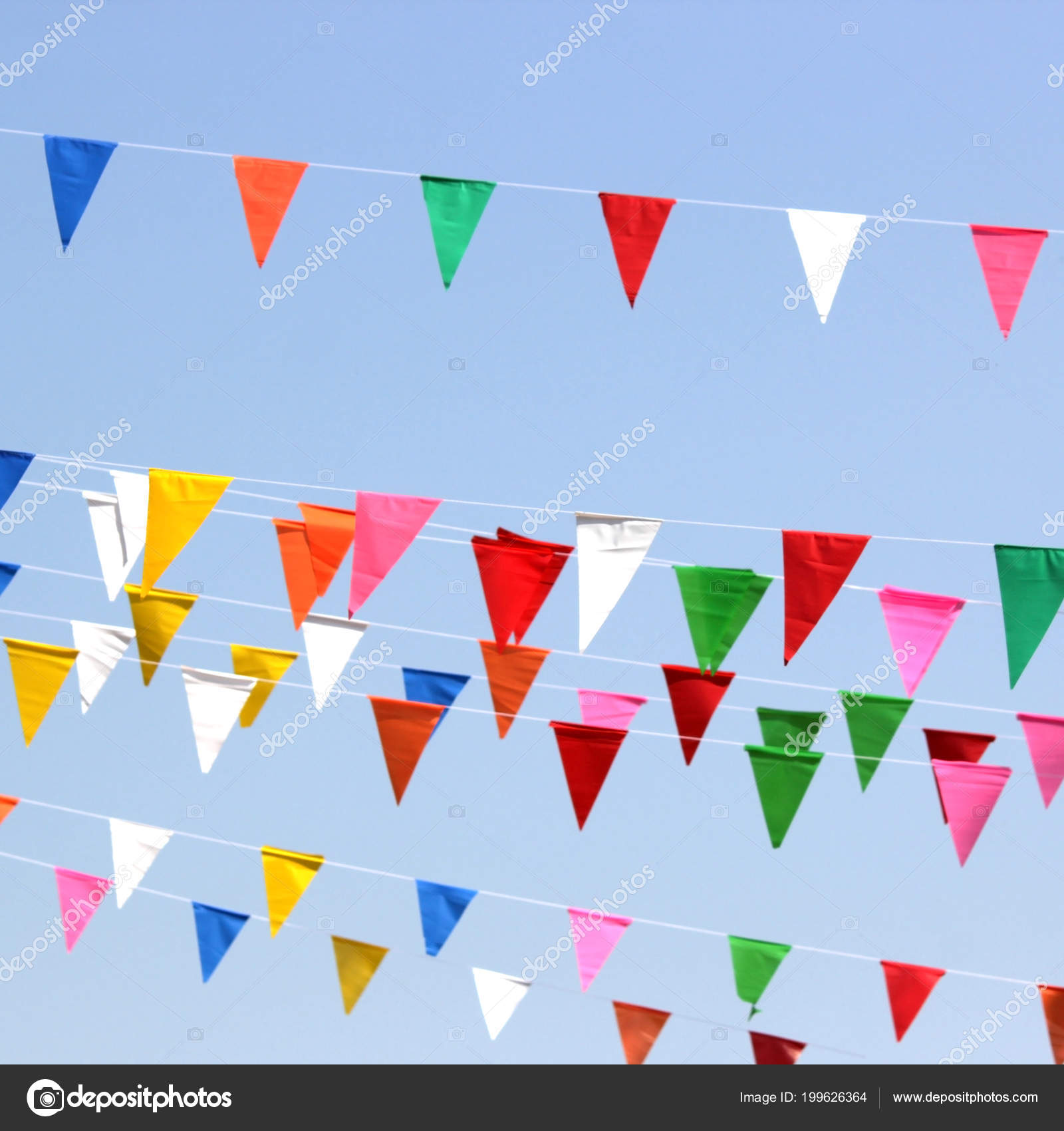 Colorful Triangle Flag Beautiful Sky Background Stock Photo by ...