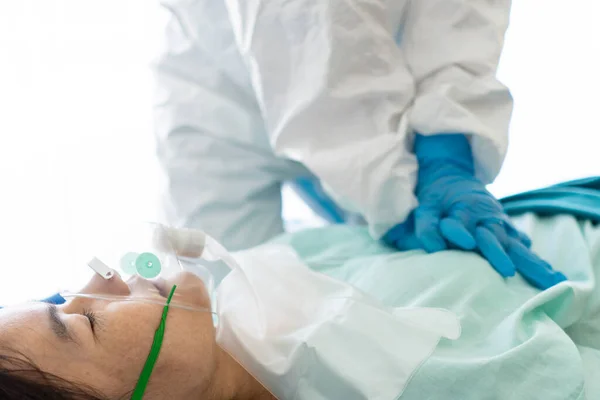 Doctor Personal Protective Equipment Ppe Perform Chest Compression Cpr ...