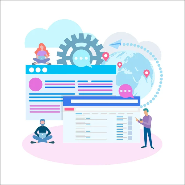 Estrategia de marketing digital, b squeda en l nea, SEO concepto de optimizaci n. Ilustraci n ...