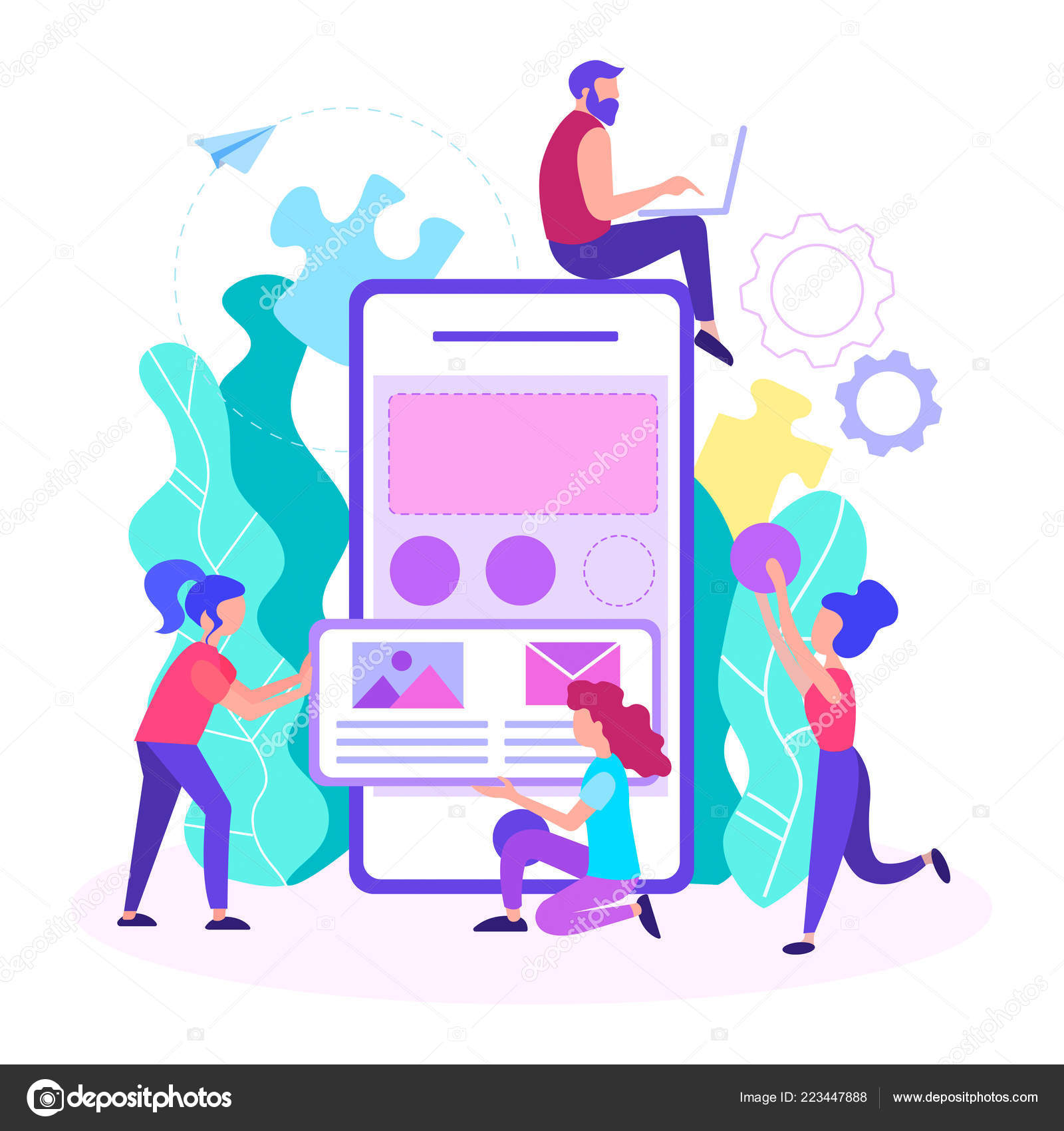 Mobile App Development Teamwork Web Designers Web Analytics Working ...